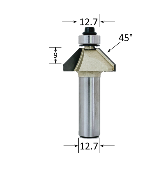 Bevel Trim Router Bit with Bearing @ CNC Basix